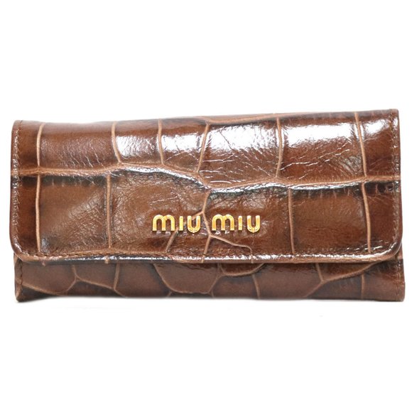 Miu Miu | Accessories | Miu Miu Miu Key Case Brown Womens Leather ...